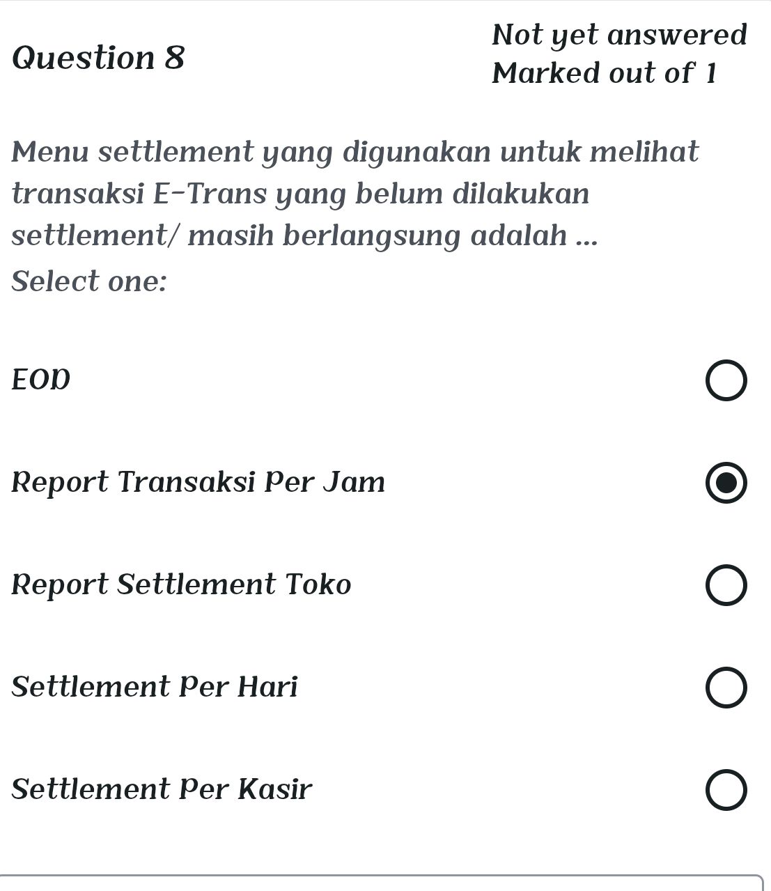 Menu settlement yang digunakan untuk melihat | StudyX