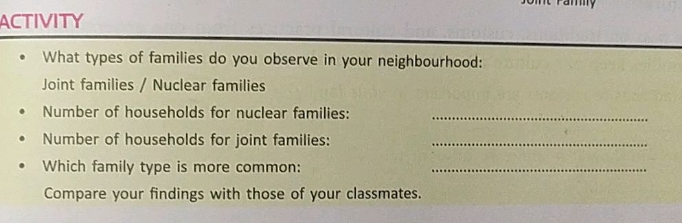 What types of families do you observe in | StudyX