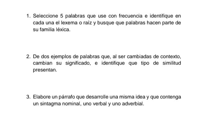 1. Seleccione 5 palabras que use con | StudyX
