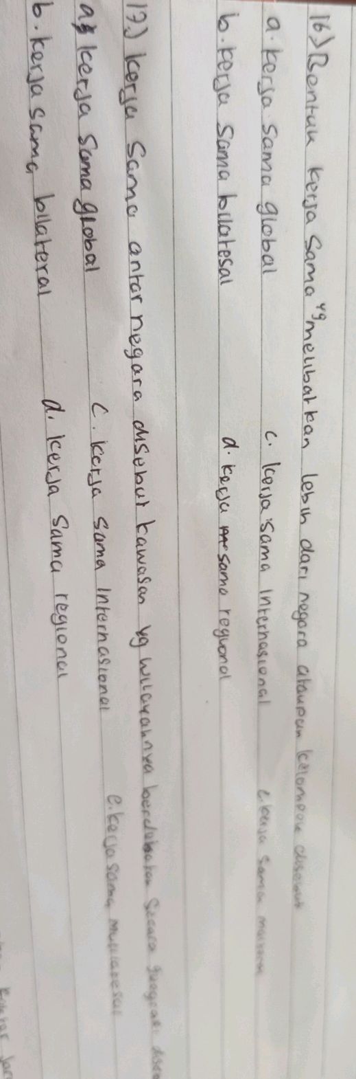 16) Bentuk kerja Sama " melibatkan lebih | StudyX