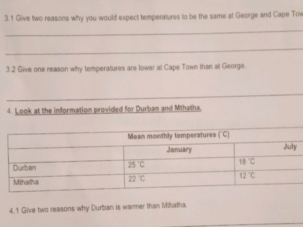 3.1 Give two reasons why you would expect