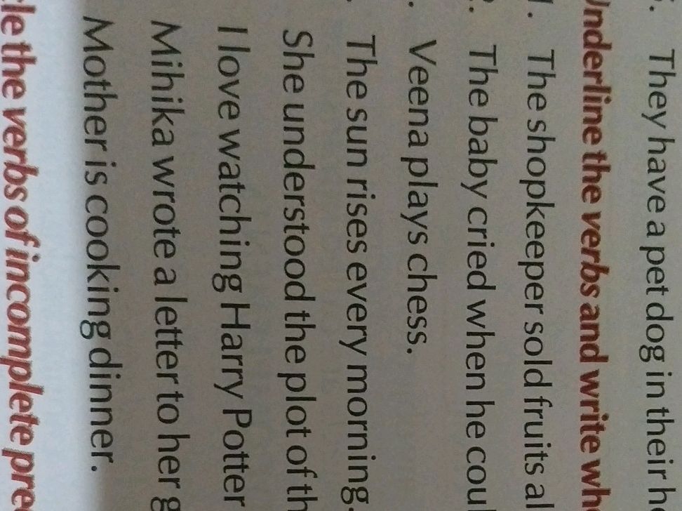 Underline the verbs and write what tense | StudyX