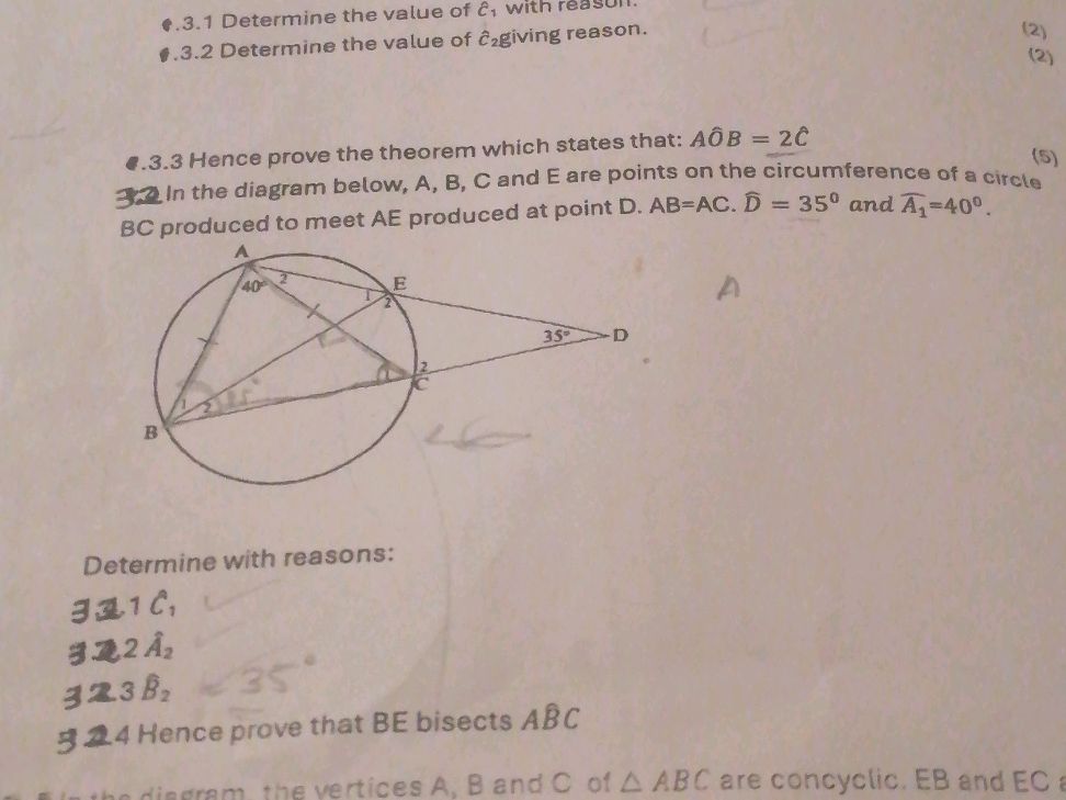 3.1 Determine the value of ĉ₁ with reason. | StudyX