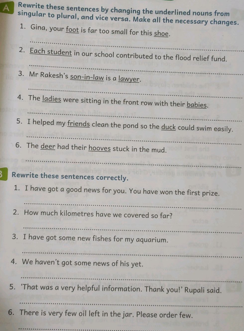 Rewrite these sentences by changing the | StudyX