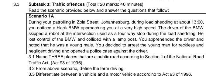3.3 Subtask 3: Traffic offences (Total: 20 | StudyX