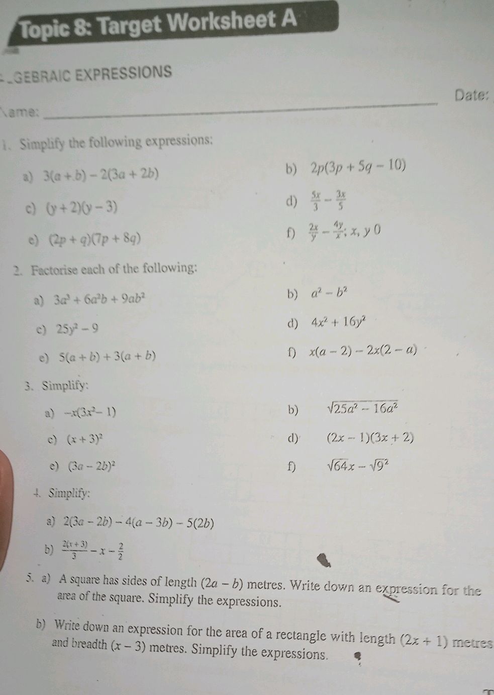 1. Simplify the following expressions: a) | StudyX