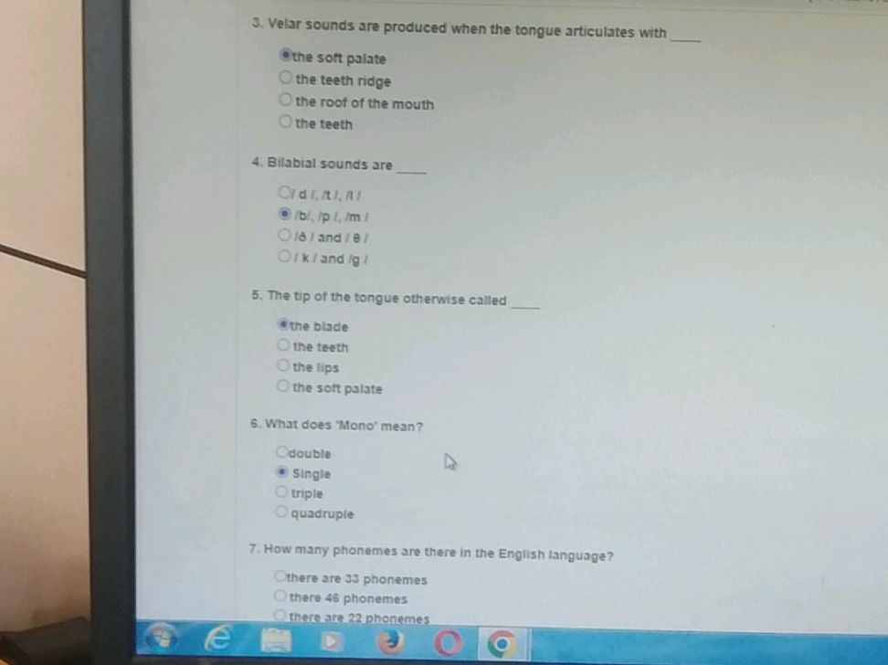 3. Velar sounds are produced when the tongue | StudyX
