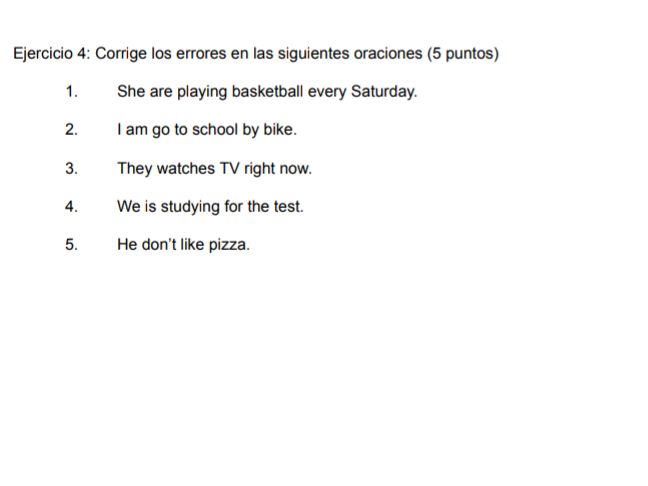 Ejercicio 4: Corrige los errores en las | StudyX