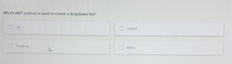 Which AWT control is used to create a | StudyX