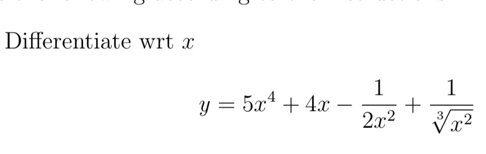 Differentiate wrt x $y = 5x^4 + 4x - | StudyX