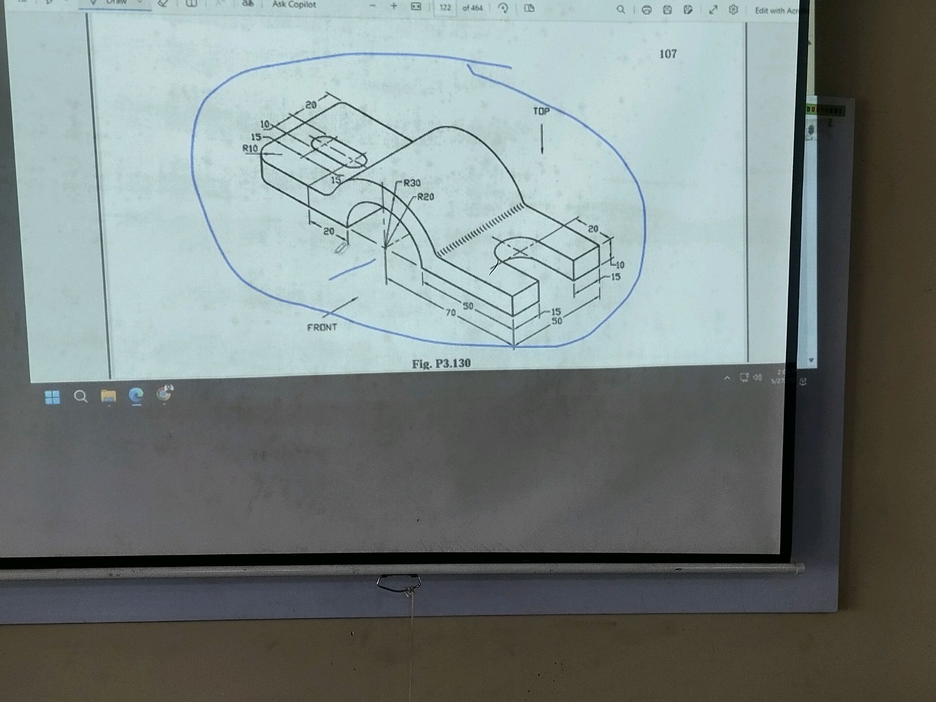 The image shows a 3D engineering drawing | StudyX