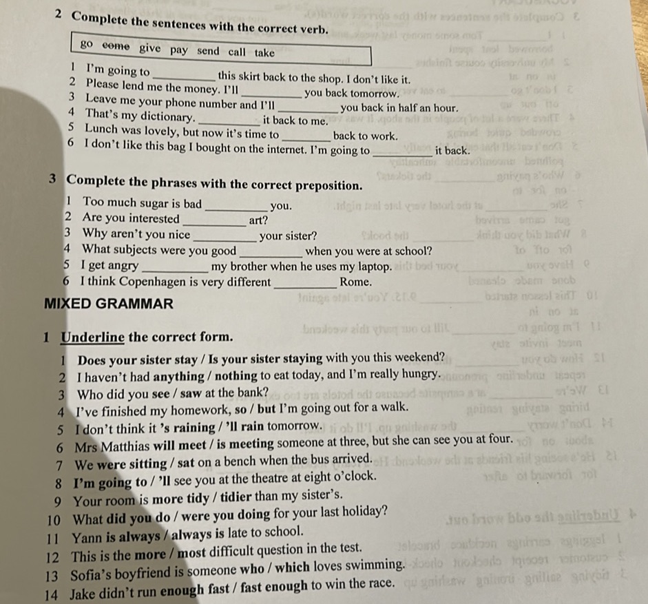 2 Complete the sentences with the correct | StudyX