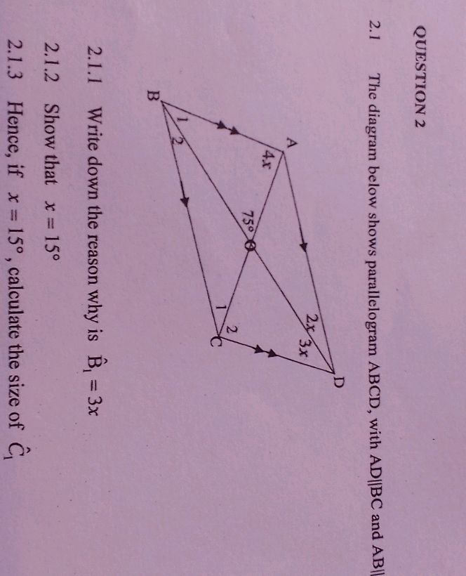 2. 1 The diagram below shows parallelogram | StudyX