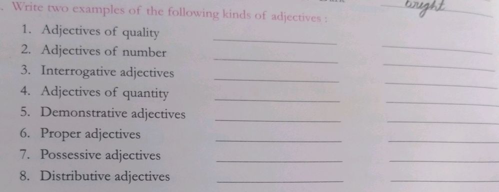 Write two examples of the following kinds of | StudyX