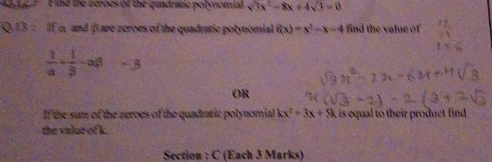 Find the zeroes of the quadratic polynomial | StudyX