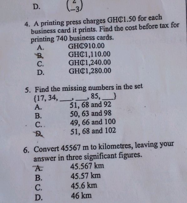4. A printing press charges GHC1.50 for each | StudyX