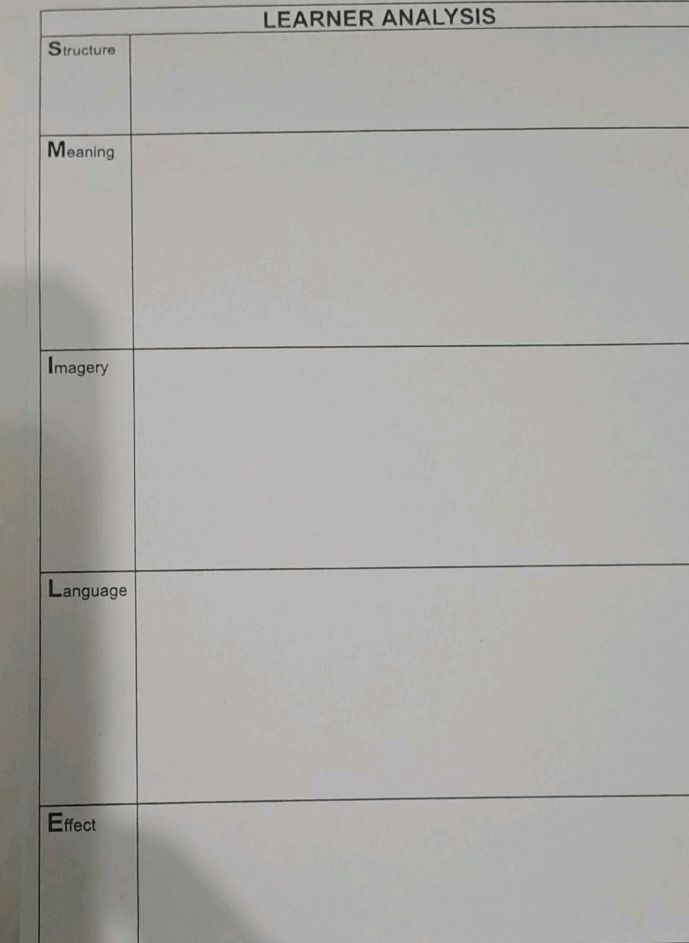 LEARNER ANALYSIS | Structure | | Meaning | | StudyX