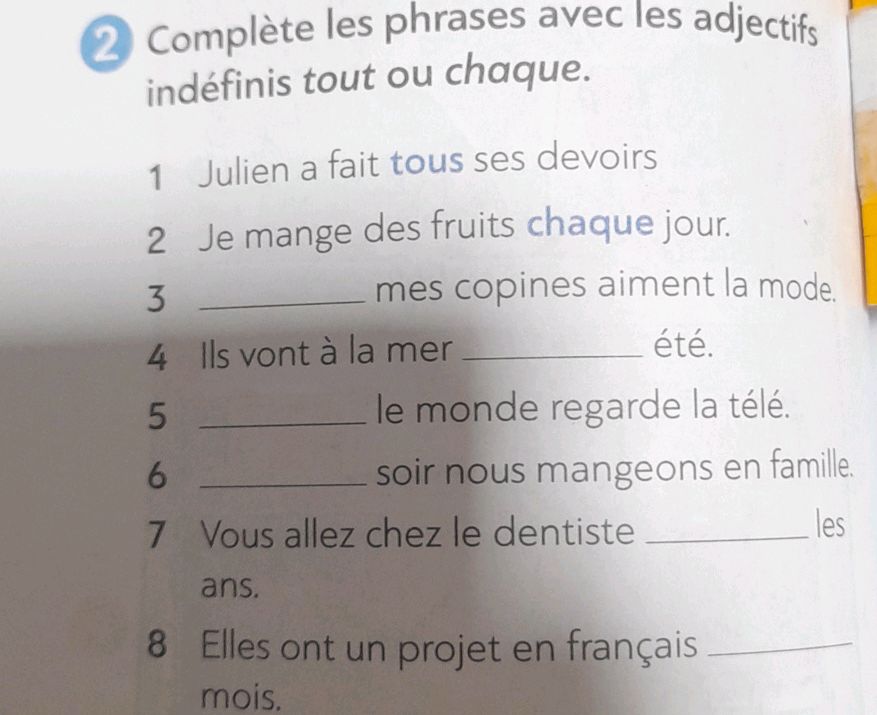 2 Complète les phrases avec les adjectifs | StudyX