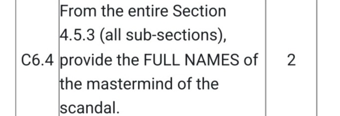 C6.4 provide the FULL NAMES of the | StudyX