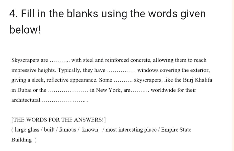 4. Fill in the blanks using the words given | StudyX