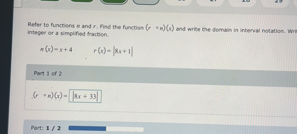 Refer to functions $n$ and $r$. Find the | StudyX