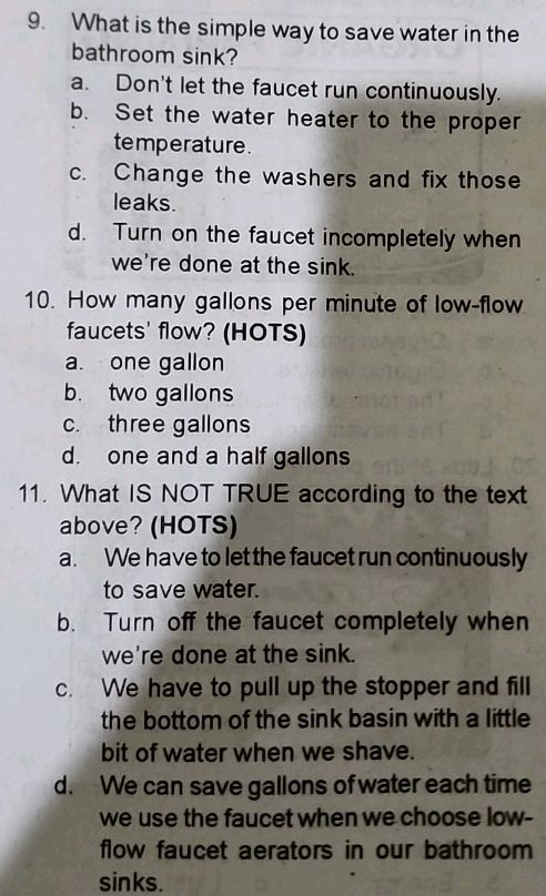 9. What is the simple way to save water in | StudyX