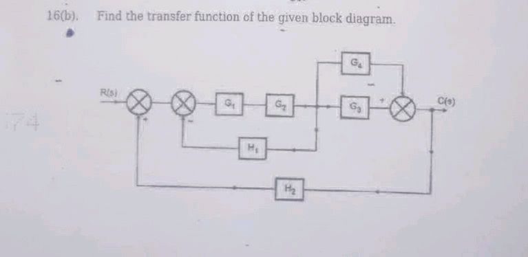 16(b). Find the transfer function of the | StudyX