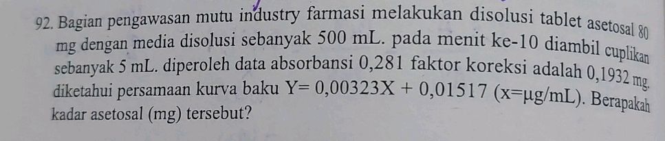 92. Bagian pengawasan mutu industry farmasi | StudyX