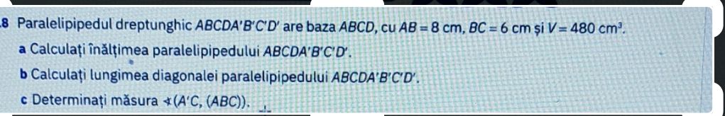 8 Paralelipipedul dreptunghic ABCDA'B'C'D' | StudyX