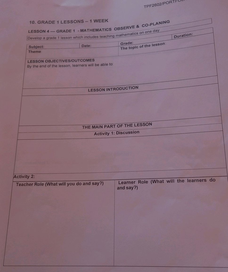 10. GRADE 1 LESSONS - 1 WEEK LESSON 4 - | StudyX