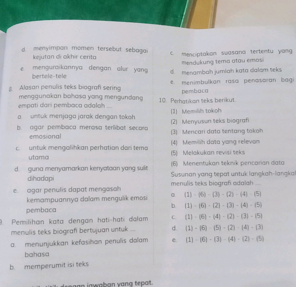 8. Alasan penulis teks biografi sering | StudyX