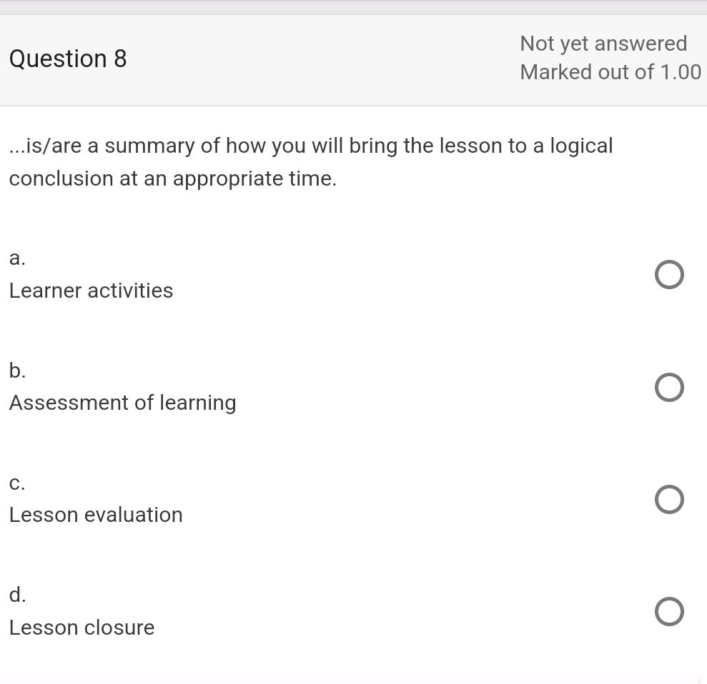 Question 8 ...is/are a summary of how you | StudyX