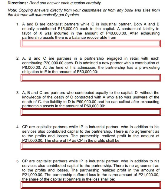 1. A and B are capitalist partners while C | StudyX