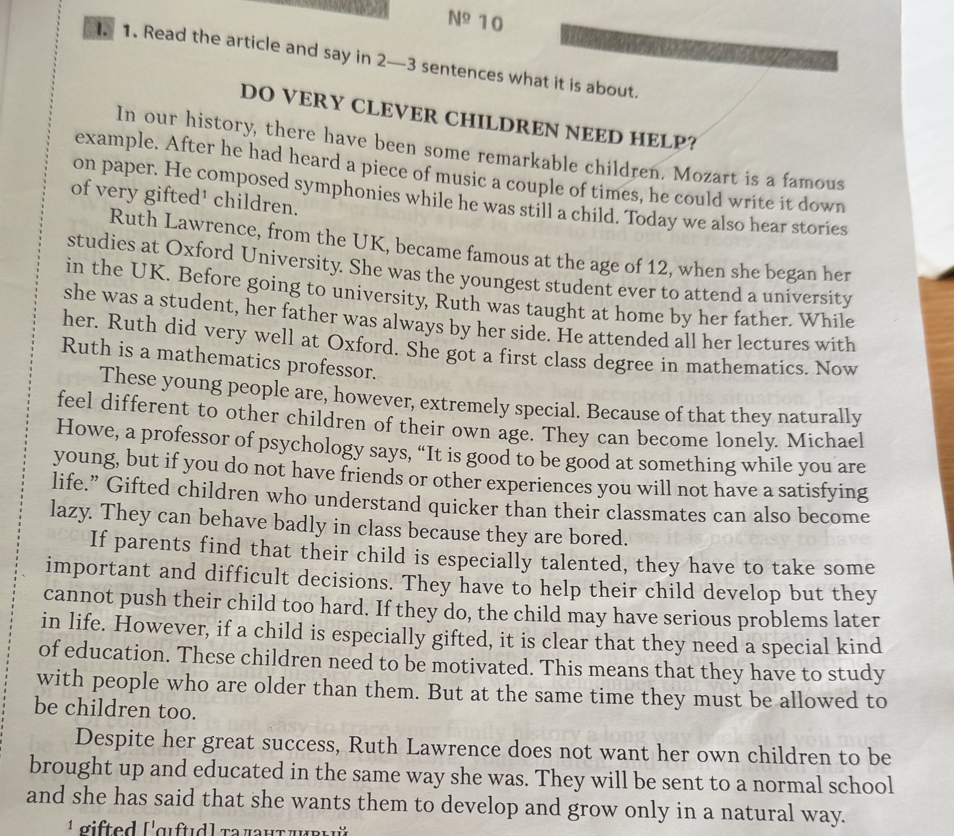 1. Read the article and say in 2-3 sentences | StudyX