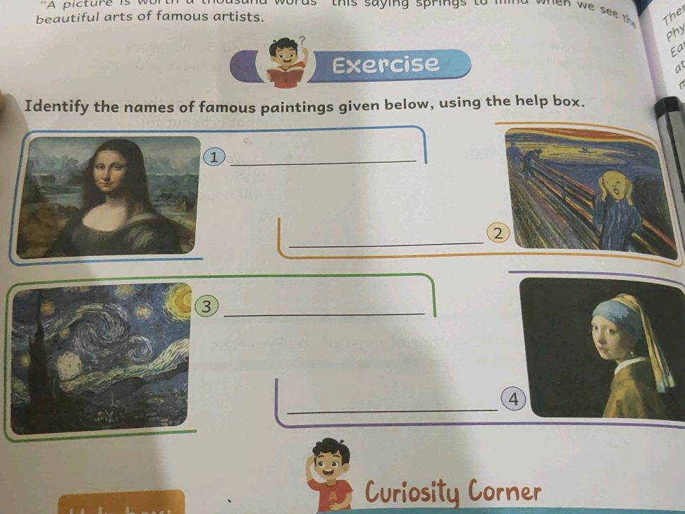 Identify the names of famous paintings given | StudyX