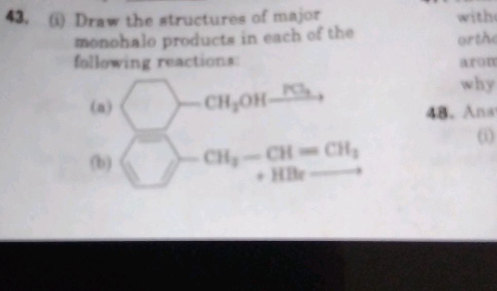 43. (i) Draw the structures of major | StudyX