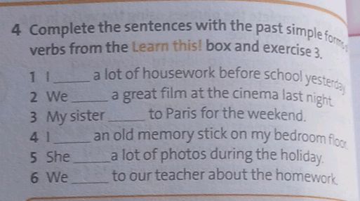 4 Complete the sentences with the past | StudyX