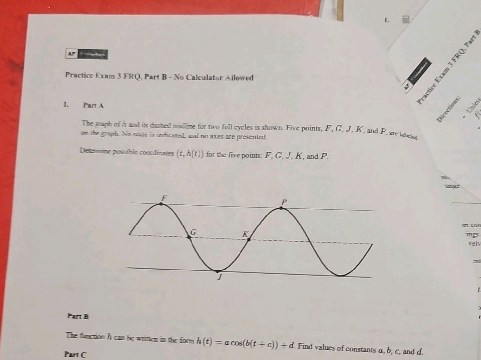 Part A The graph of h and its dashed midline