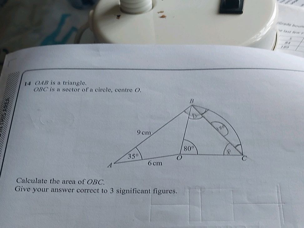 OAB is a triangle. OBC is a sector of a | StudyX