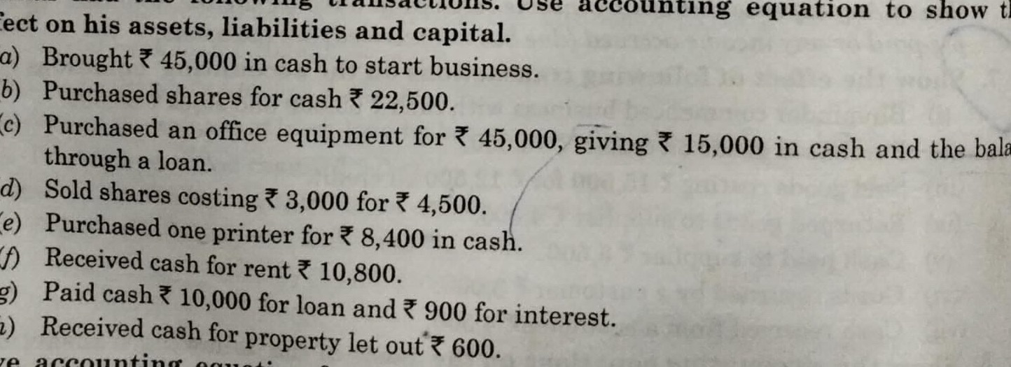 Use accounting equation to show the effect | StudyX