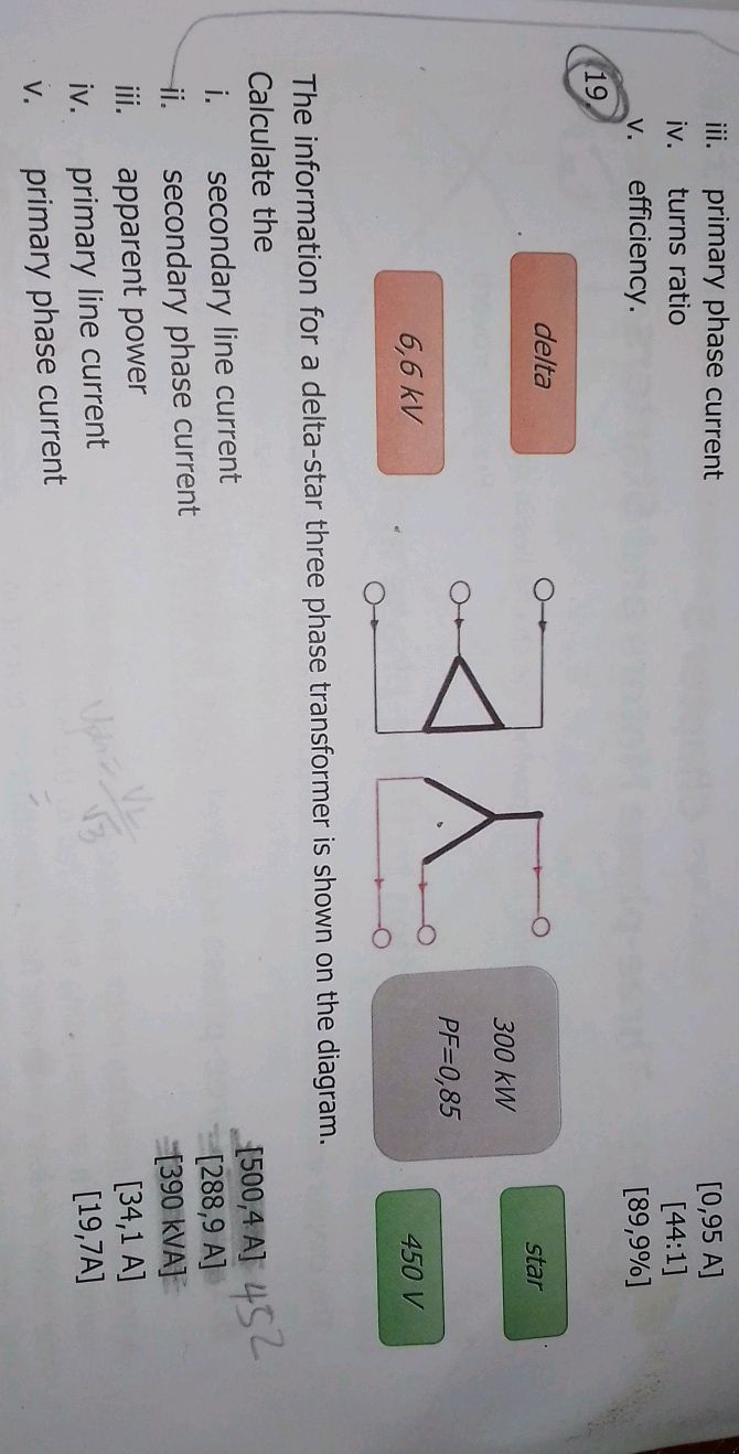 The information for a delta-star three phase | StudyX