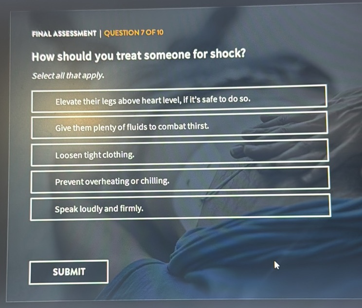 How should you treat someone for shock? | StudyX