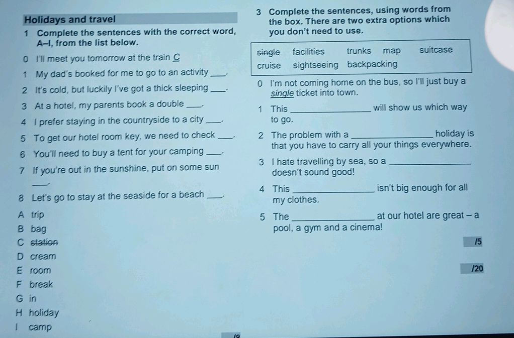1 Complete the sentences with the correct | StudyX