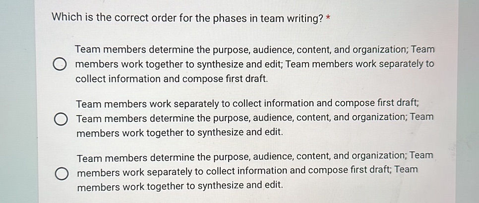 Which is the correct order for the phases in | StudyX