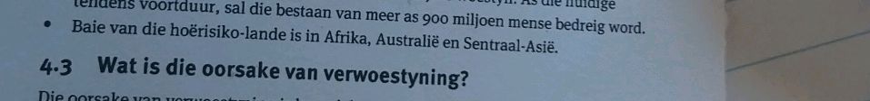 4.3 Wat is die oorsake van verwoestyning? | StudyX