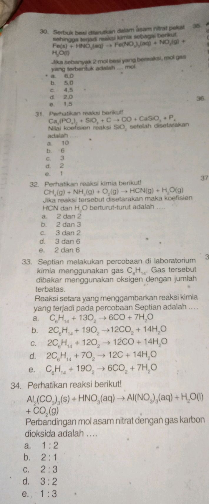 30. Serbuk besi dilarutkan dalam asam nitrat | StudyX