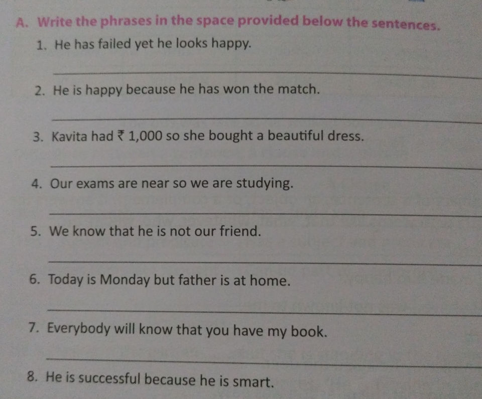 A. Write the phrases in the space provided | StudyX