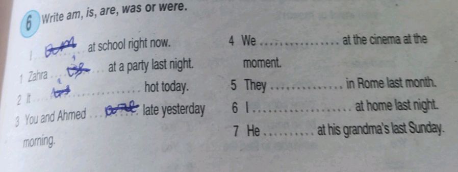 Write am, is, are, was or were. 1. at | StudyX