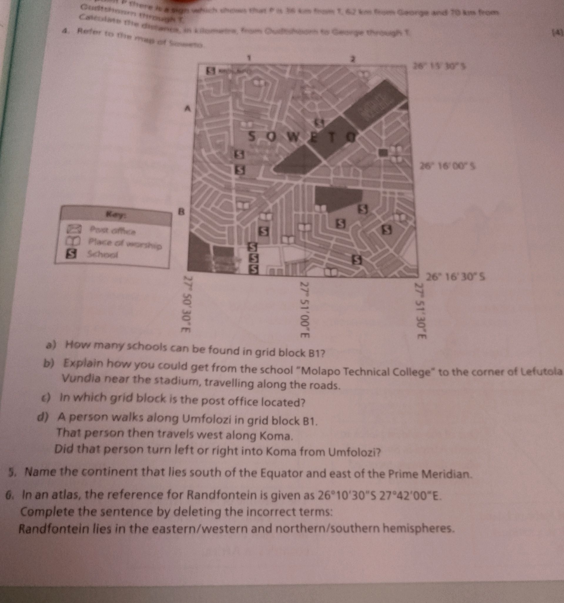 4. Refer to the map of Soweto. a) How many | StudyX