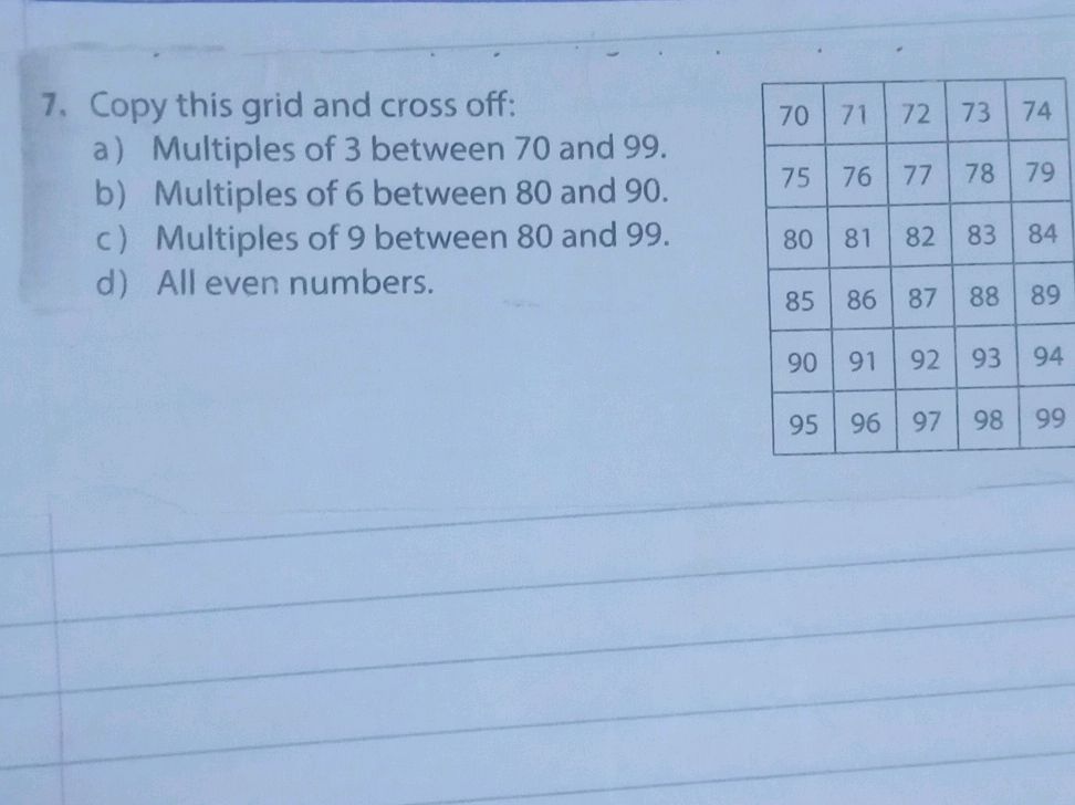 7. Copy this grid and cross off: a) | StudyX